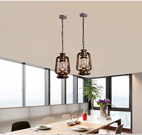 Retro Lanterne Pendant Lighting Metal Glass Shade Kerosene Ceiling Light Pendant Lamp