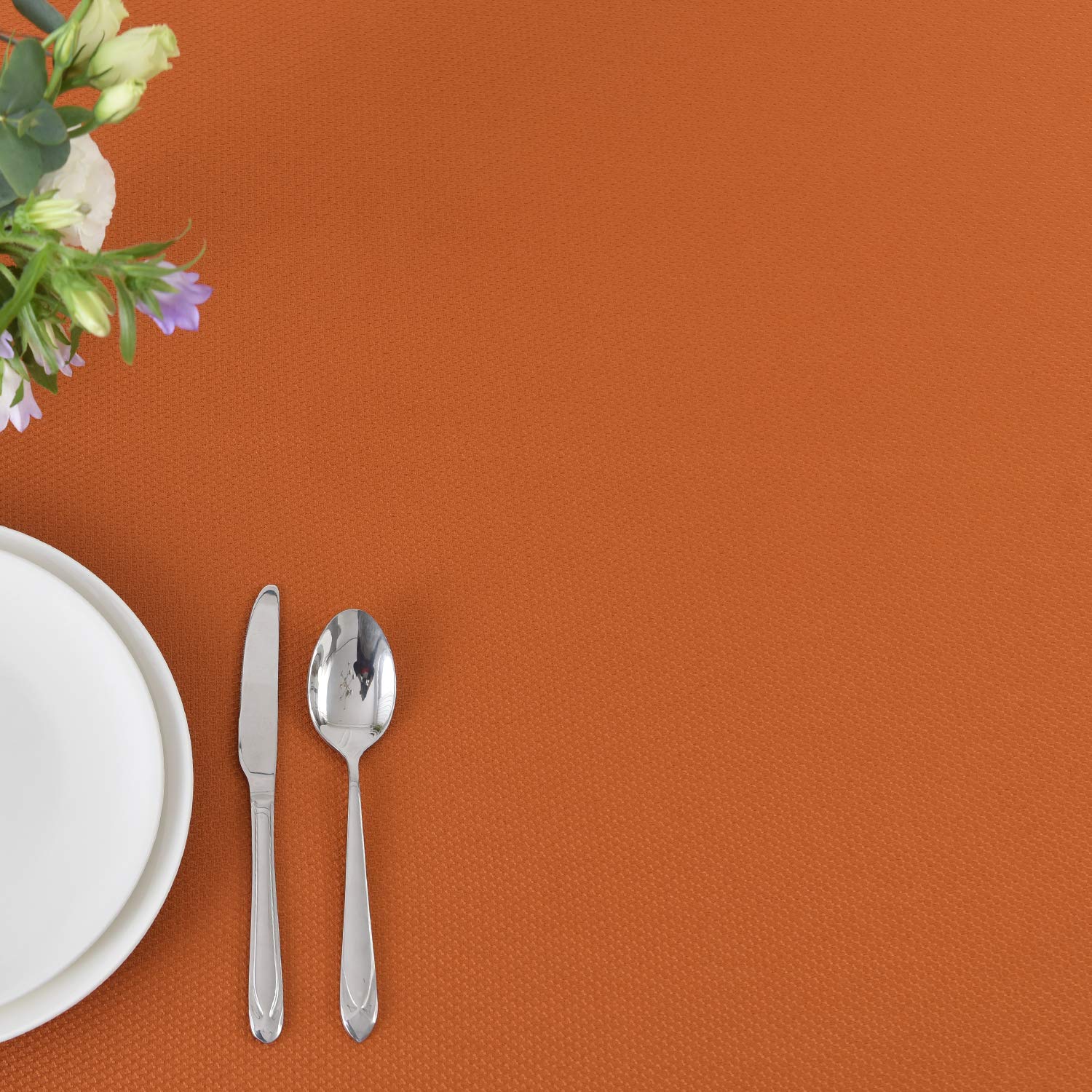 maxmill Rectangle Textured Tablecloth Waterproof Spillproof Wrinkle Free Table Cloth, Kitchen Dining Tabletop Thanksgiving Decoration, Table Cover for Outdoor and Indoor, 52 x 70 Inch, Rust