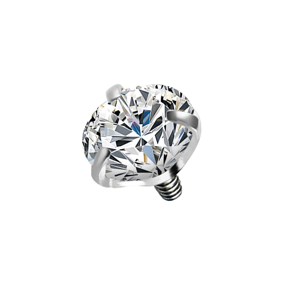 COCHARM G23 Solid Titanium 0.9mm Dermal Piercing Jewelry for 16G Back Dermal Tops 3mm CZ Cubic Zirconia Dermals