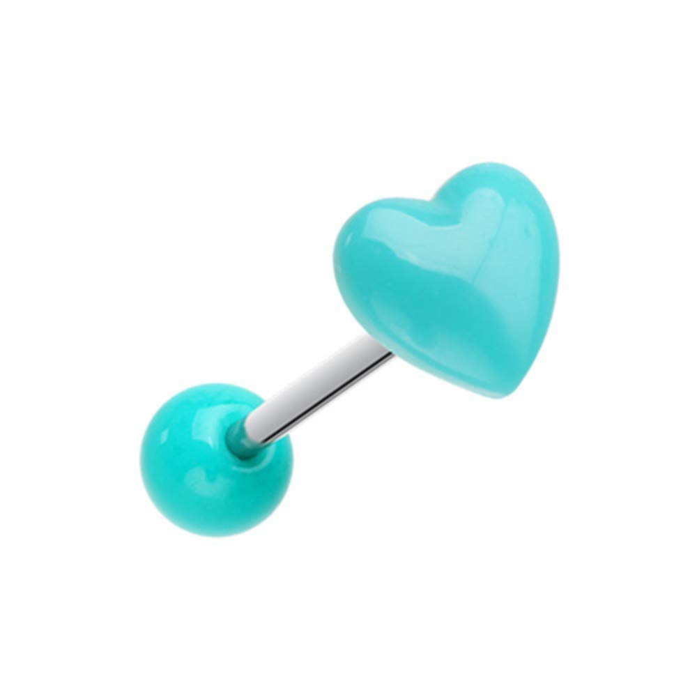 Covet Jewelry Puffy Heart Acrylic Barbell Tongue Ring (Black)