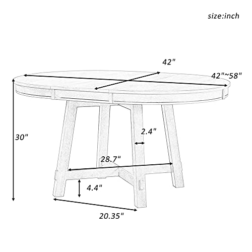 KoiHome, Farmhouse Extendable 16" Leaf, Modern Round Family Dinner, Seats up to 6, Indoor/Outdoor Dining, Kitchen Table (Natural Wood Wash)