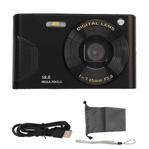 Digital Camera, 58MP Pixel 4K HD Timing Photo Face Recognition Auto Focus Compact Point and Shoot Cameras Portable Small Digital Camera with 2.7in TFT Screen & Tripod Screw Port