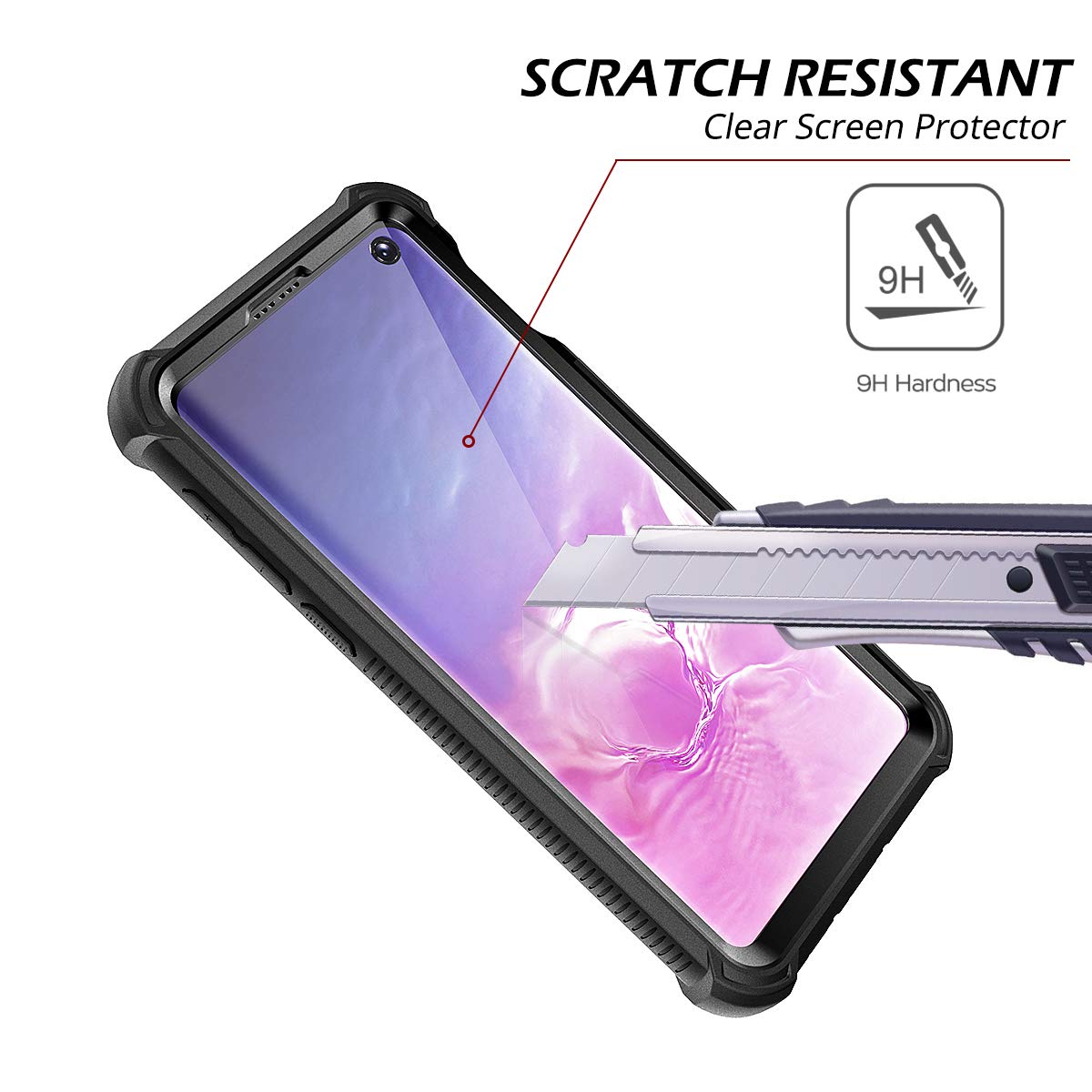 Dexnor Galaxy S10E Case with Built-in Screen Protector Clear Rugged Full Body Protective Shockproof Hard Back Defender Dual Layer Heavy Duty Bumper Cover Case for Samsung Galaxy S10E - Purple