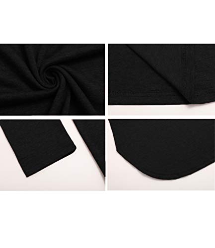 Newchoice Womens Fall Clothes,Raglan Long Sleeve T Shirts Curve Hem Flare Tunic Tops (L,Black)