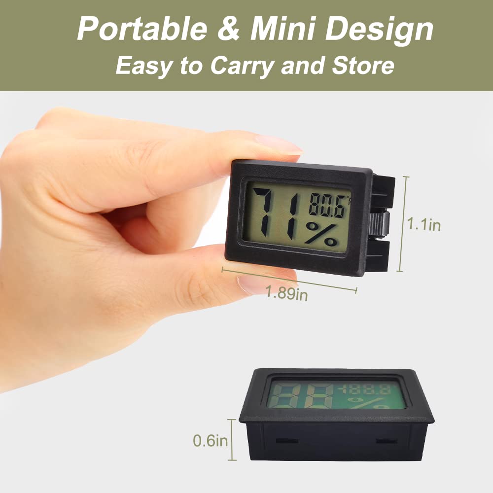 Digital Hygrometer Indoor Thermometer with Humidor, Mini Humidity/Temperature Meter with LCD Display, Accurate Sauge Sensor for Reptile/Babyroom/Office/Home, Vital Accessories of Cigar Box(Fahrenheit)
