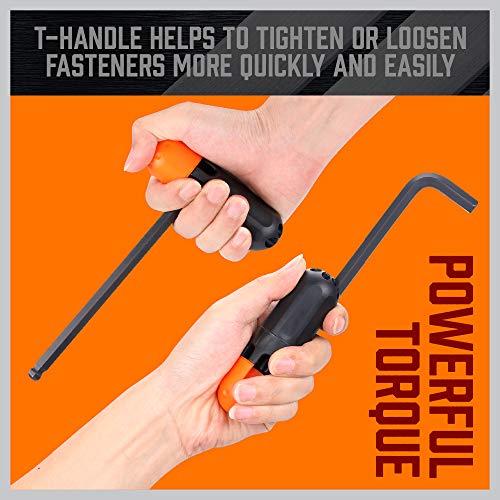 HORUSDY Allen Wrench Set, Hex Key Set Long Arm Ball End Hex Wrench Set, Inch/Metric T Handle Allen Wrench Set