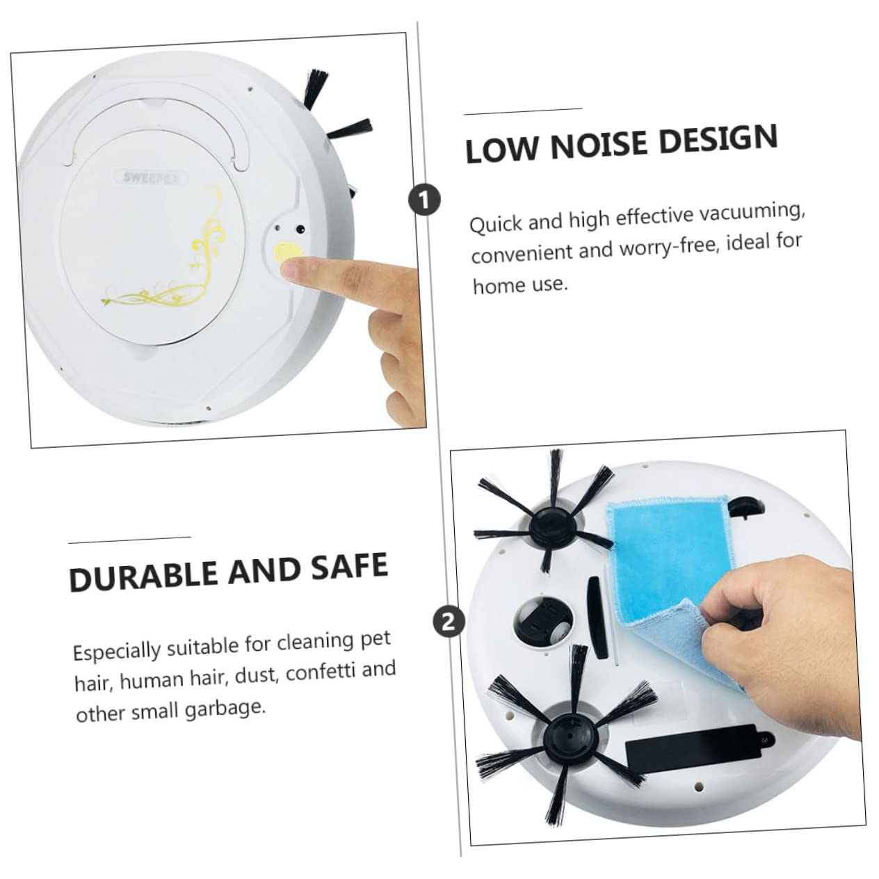 CRAFTHROU Sweeping Robot Home Robot Cleaner Vacuum mop Robot Carpet Robot Vacuum Robot Vacuum mop pet Hair mop Robotic Vacuum Cleaner Automatic Vacuum Cleaner vac mop White Plastic USB Floor