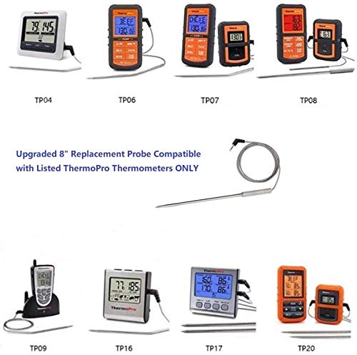 Digital Meat Thermometer Temperature Probes Replacement Compatible with Thermopro TP08S TP20 TP25 TP17 TP16 TP10 TP09 TP08 TP-08S TP-07 TP06S TP04