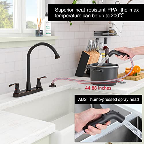 Kitchen Faucets for Sink 3 Hole,2-Handle Kitchen Faucet with Side Sprayer,Oil-Rubbed Bronze Kitchen Sink Faucet,4 Hole Faucet for Kitchen Sink Stainless Steel