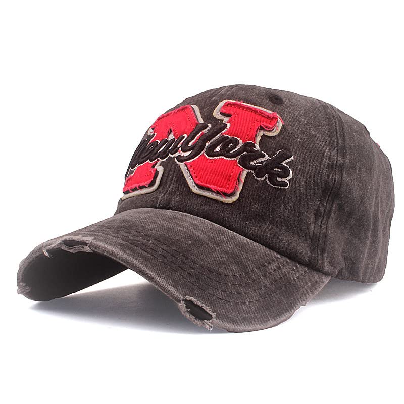 Denim New York Baseball Cap Vintage Dad Cotton Sun Hat Trucker Adjustable Unisex Hats for Men Women (Black)