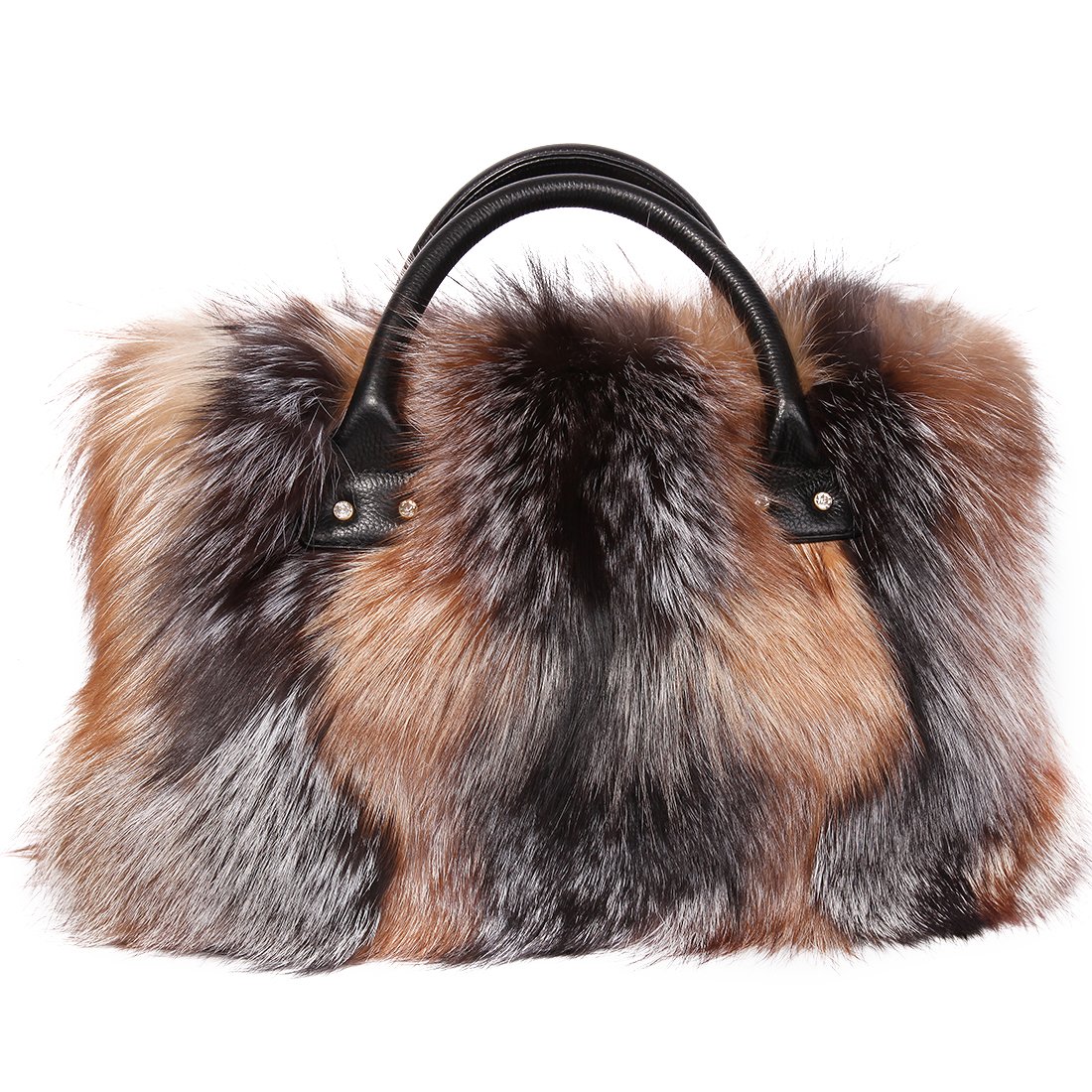 URSFUR Women's Winter Handbag Real Fox Stachel Bag Purse