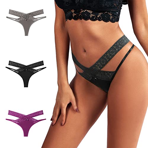 ZWW Women's Cross Strap Lace G String Thong Sexy and Comfortable Underwear