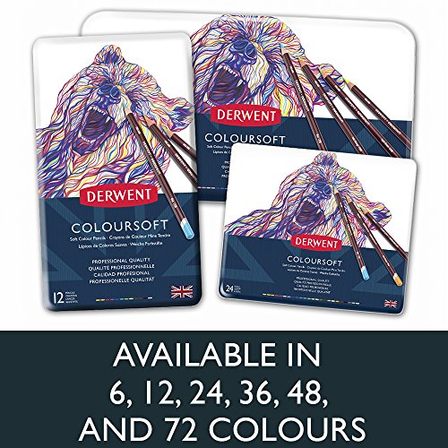 Derwent Colored Pencils, ColourSoft Pencils, Drawing, Art, Gift Set in Wooden Box, 24 Count (2300153)