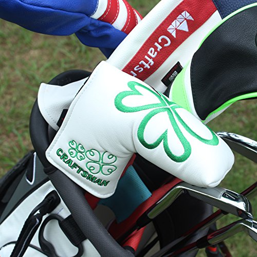 CRAFTSMAN GOLF Green Lucky Clover Headcover Blade Putter Cover for Scotty Cameron Taylormade Odyssey Blade(Blade