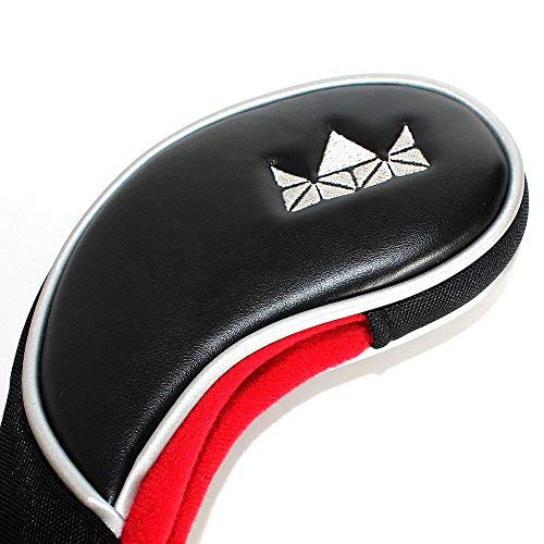 Craftsman Golf 12pcs Golf Iron Putter Head Covers Headcover Set Black & Red Fit All Brands Callaway, Ping, Taylormade, Cobra, Etc.
