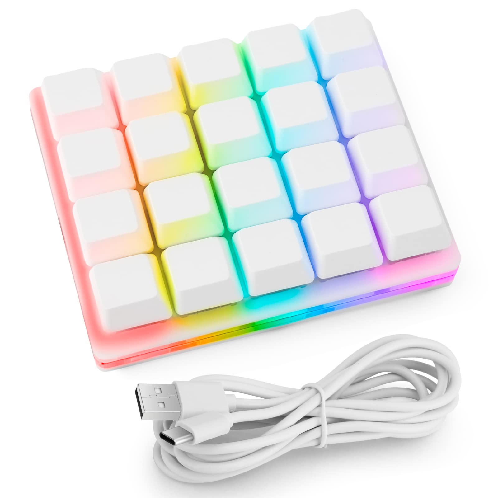Ecarke 20 Keys One Hand Macro Mechanical Keyboard,Cherry Red Switch RGB LED Backlit Portable MiNi One Hand Mechanical Gaming Keyboard OSU Keyboard Type-c Interface 20 Keys Fully Programmable Key