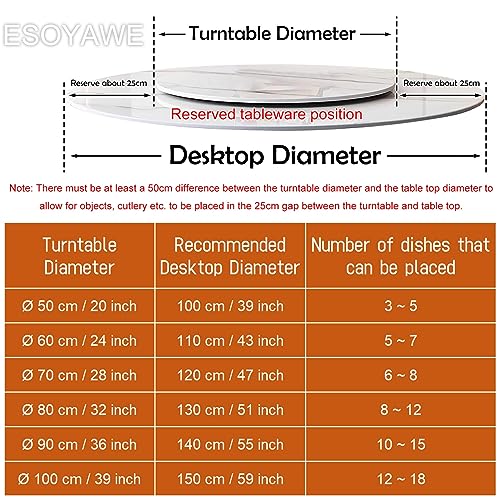 Lazy Susan Tabletop Wooden Turntable, 360 Degree Smooth Rotation Round Rotating Serving Plate, Rotating Serving Tray For Dining Table, Diameter Ø 20 24 28 32 36 39 Inch