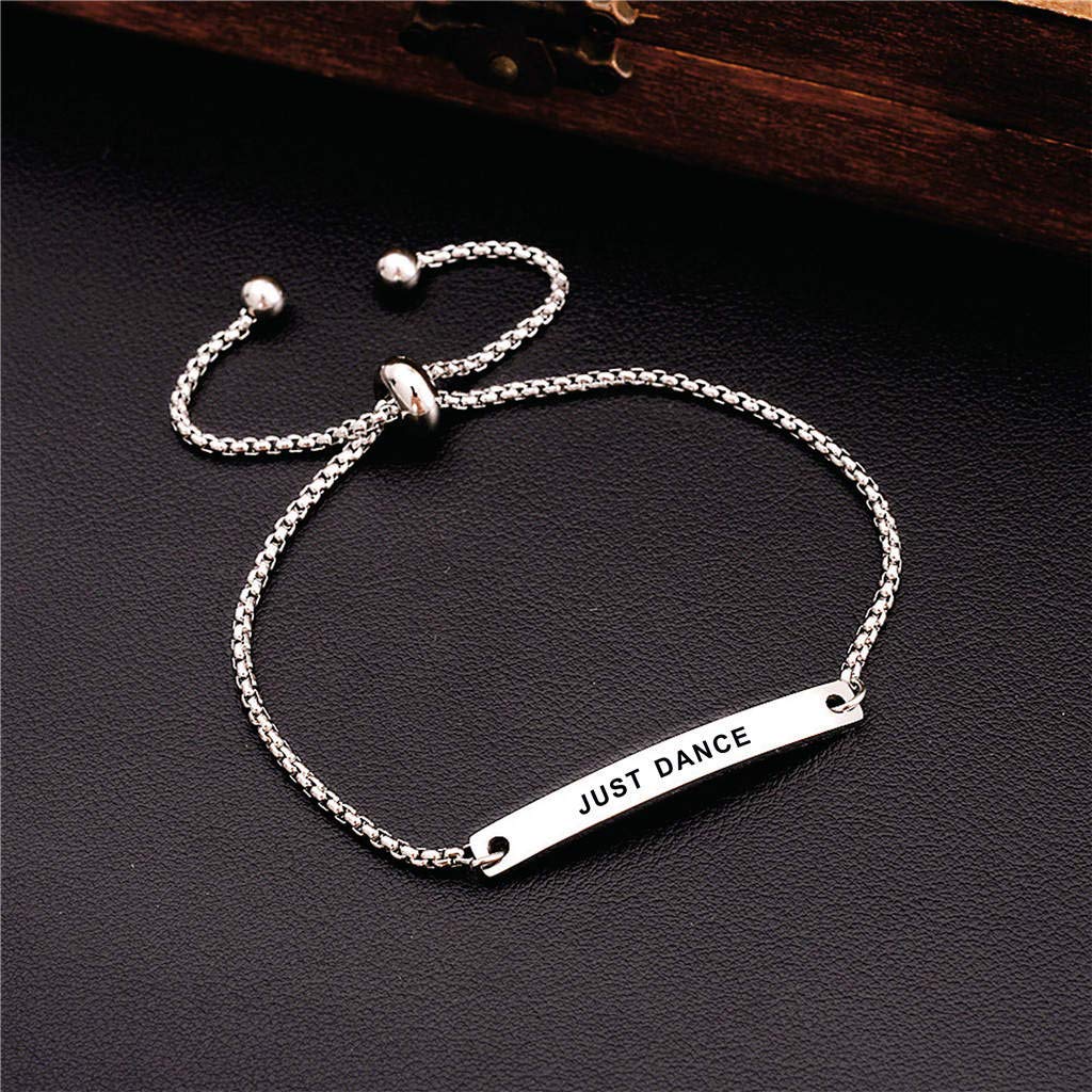 Dainty Cuff Bracelet - Just Dance - Meaningful Engraved Adjustable Bangle Bracelet - Encouragement Gift for Her