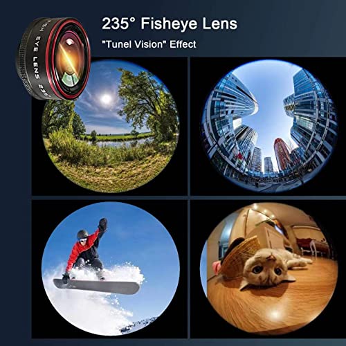 Phone Camera Lens, Clip on Cell HD Phone Fisheye Lens kit, 235° Fisheye Lens ,for Most iPhone Android Samsung Phones and Smartphones