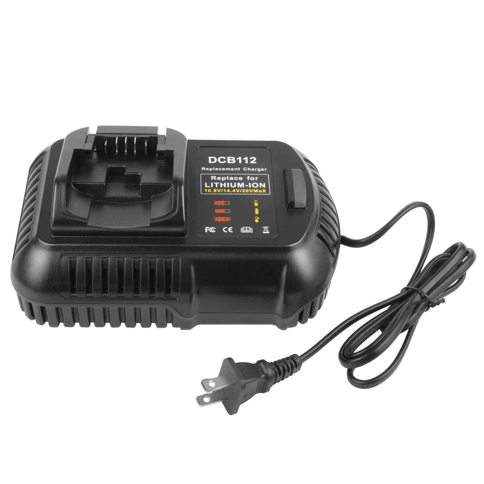 Fast Battery Charger DCB112 for Dewalt Tools 12V-20V Lithium-ion Battery DCB101 DCB105 DCB115 DCB107, Fit DCB120 DCB127 DCB206 DCB205 DCB204 DCB203 DCB201 DCB200