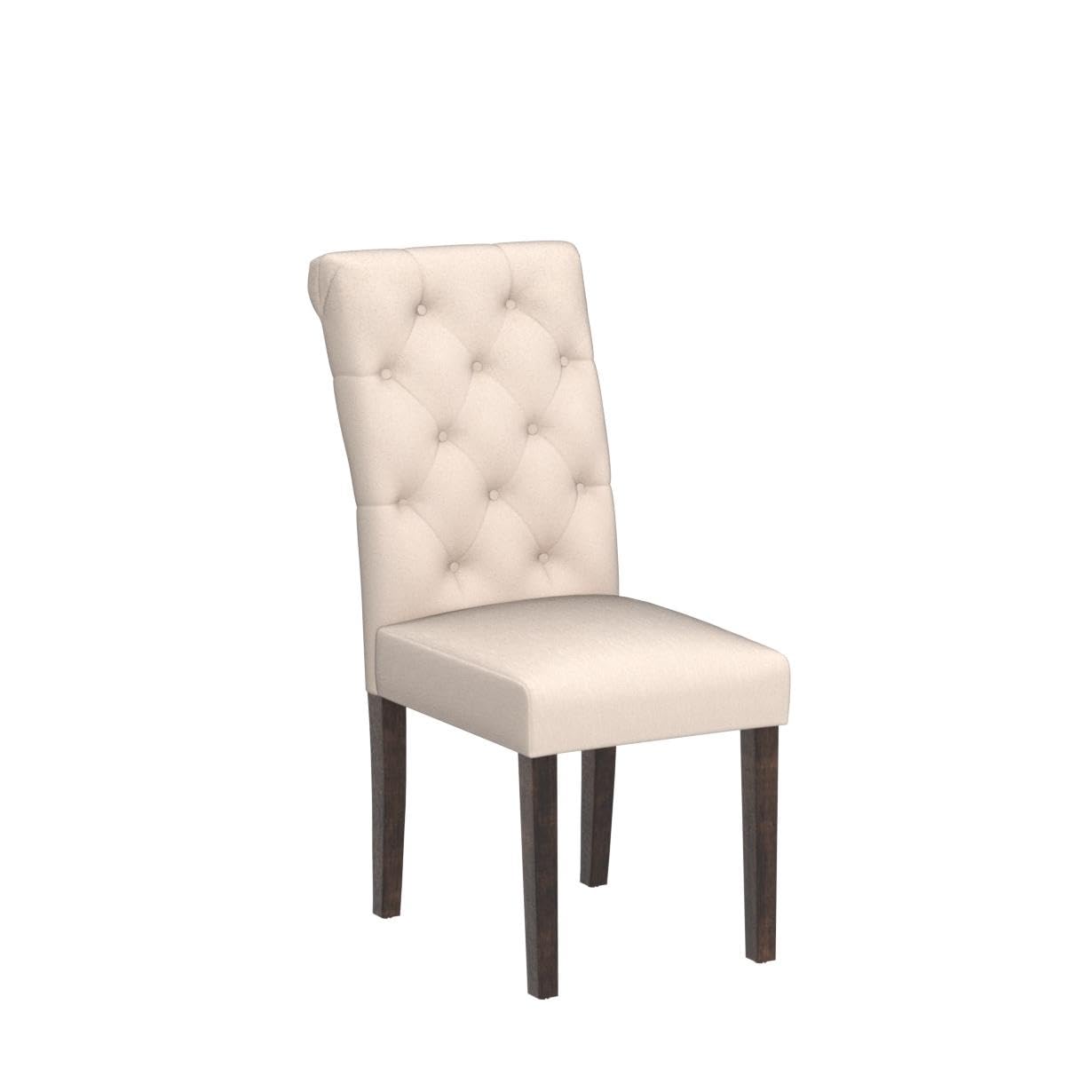 COLAMY Tufted Dining Room Chairs Set of 4, Parsons Diner Chairs Upholstered Fabric Side Kitchen Chairs with Solid Wood Legs and Padded Seat - Beige