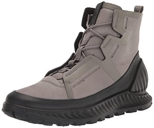 ECCO Men's Exostrike Stealth Mid Hiking Boot, Black/Steel Nubuck, 11-11.5