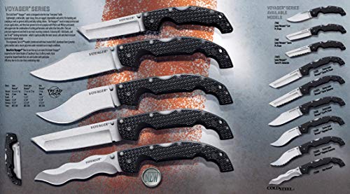 Cold Steel Voyager Series Folding Knife with Tri-Ad Lock and Pocket Clip, Tanto Serrated, Large