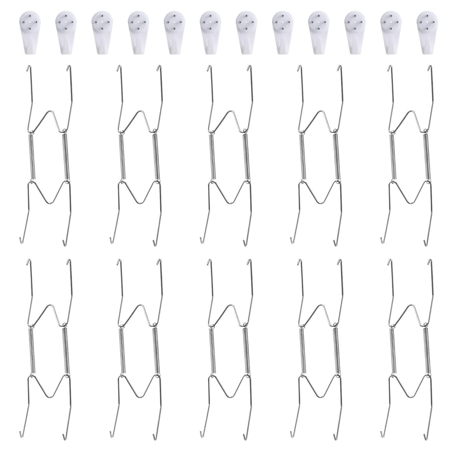Fasunry 10 Pack 8 Inch Plate Hangers, Plate Hangers for The Wall with 12 Pack Wall Hooks, Compatible 7.5 to 8.5 Inch Decorative Plates and Arts