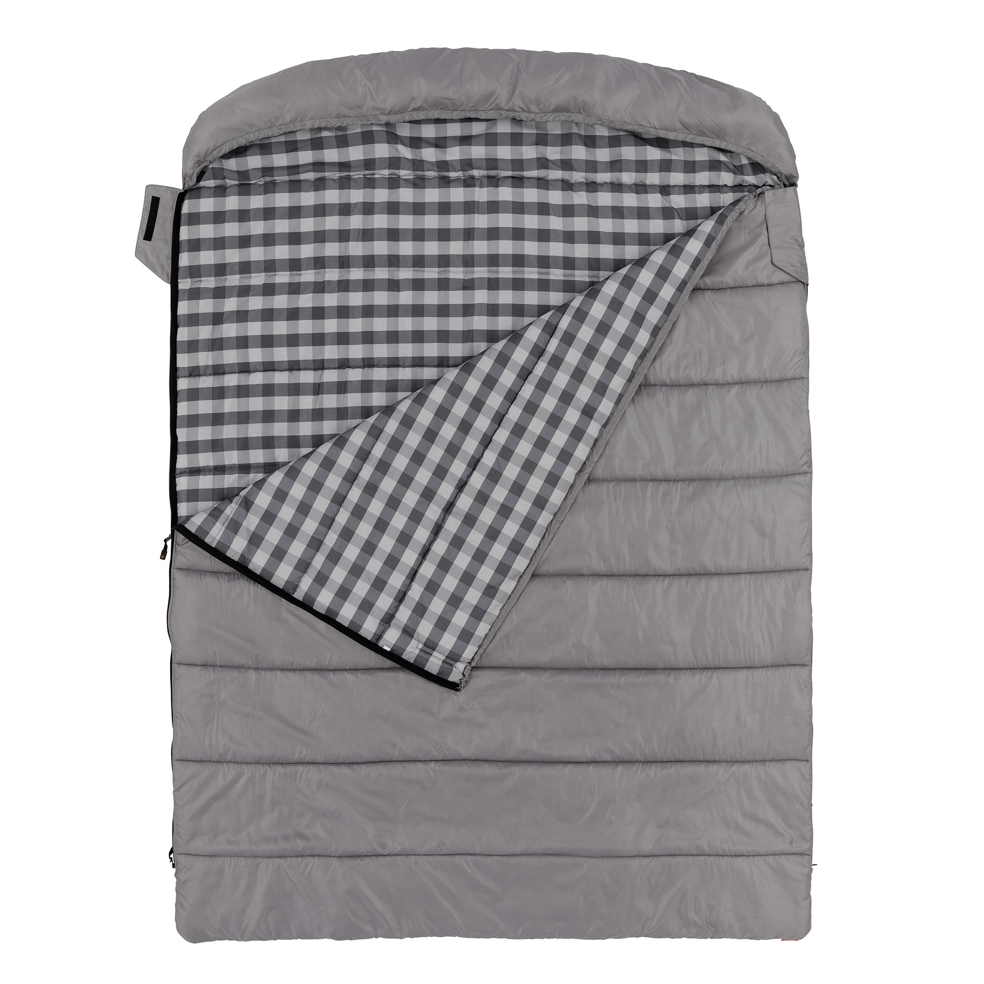 Core 40 Degree Double Sleeping Bag for Backpacking, Camping, or Hiking - Fits Queen Size Air Bed for Adult, Teens, and Kids, Gray (40110)