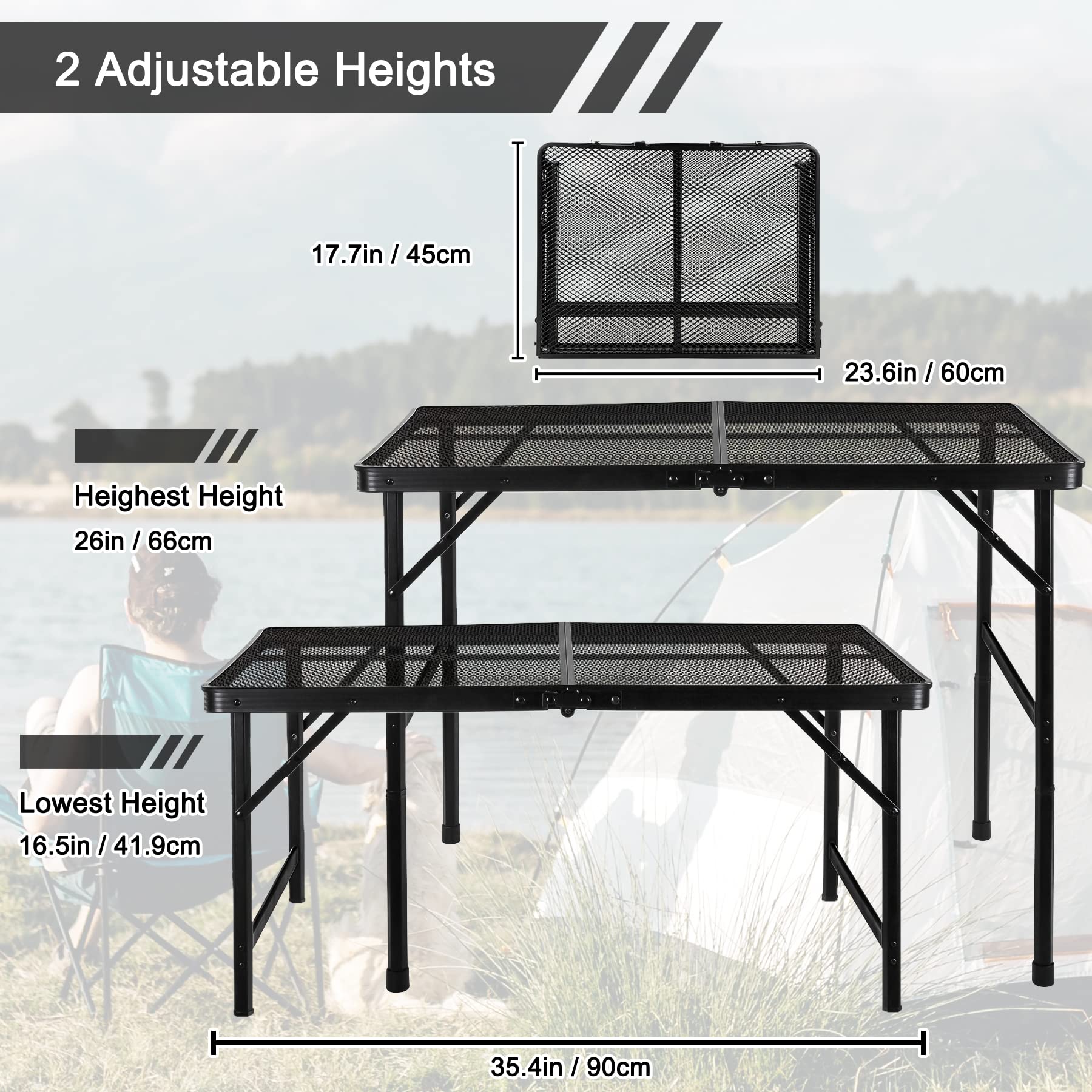 Grovind 2 Height Adjustable Aluminum Table for Outside