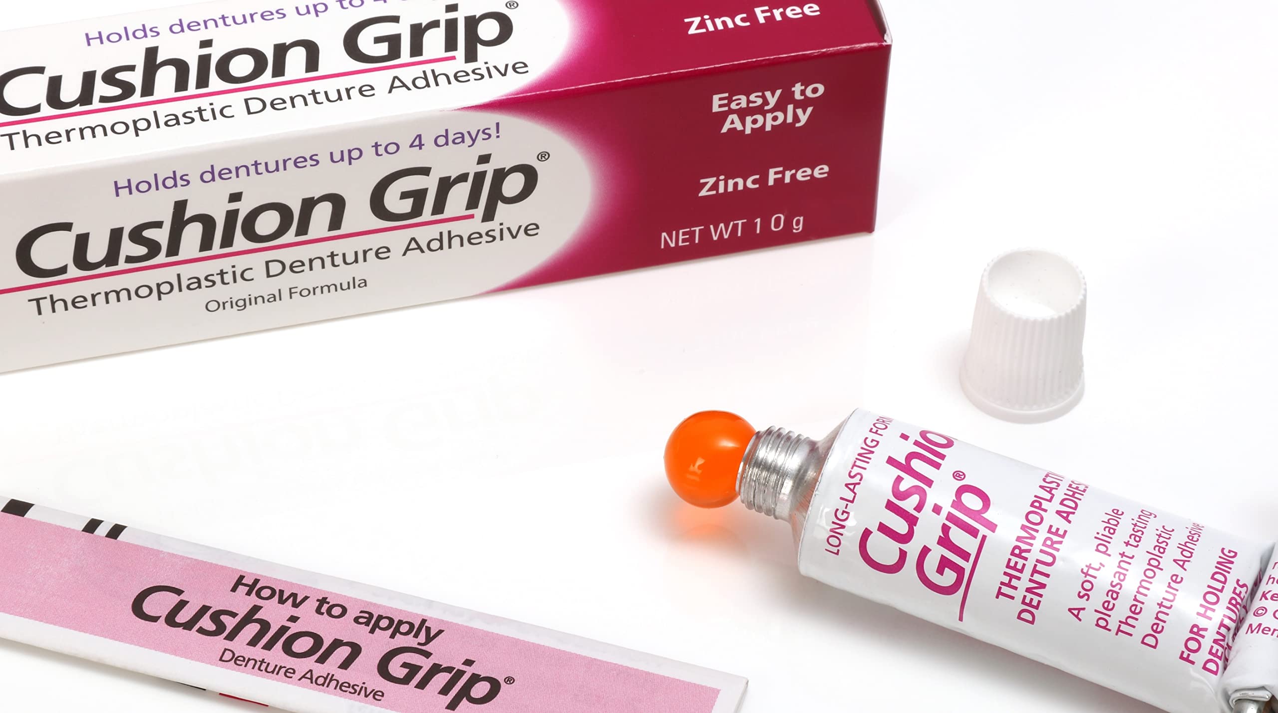Cushion Grip 10 Gram Trial Tube | Fills The Gaps and Makes Your Loose Upper and Lower Dentures Fit Snug Again [Not A Denture Glue Adhesive, Acts Like A Soft Liner for False Teeth]