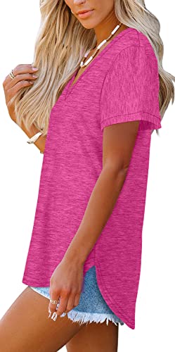 T Shirts for Women Loose Fit Tunic Tops to Wear with Leggings Hot Pink L