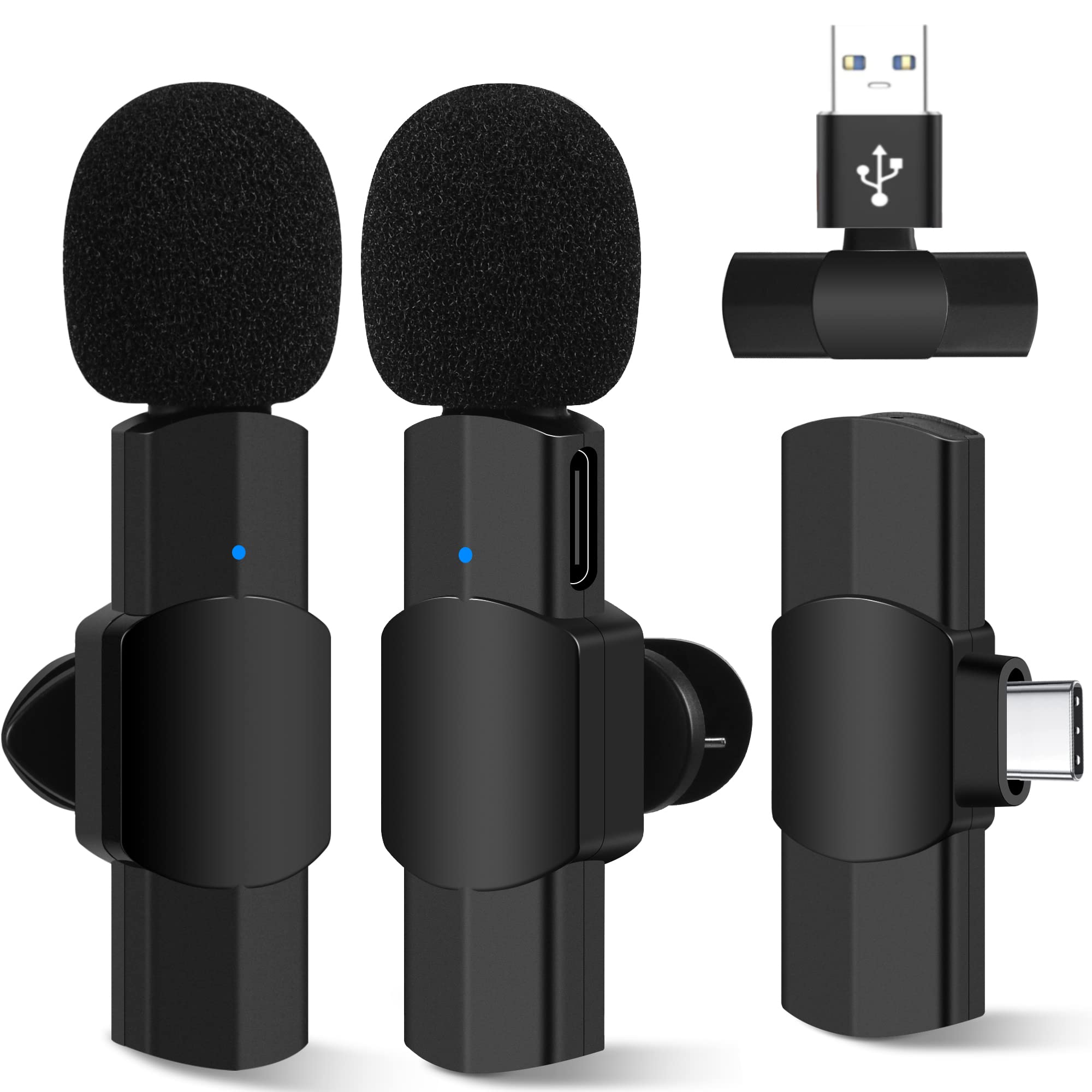 GRTPRTS Wireless Microphone for Android/Computer/Laptop, Wireless Lavalier Microphone for Video Recording, Clip On Recording Microphone for PC, Wireless Lapel mic for YouTube Streaming, Facebook Live
