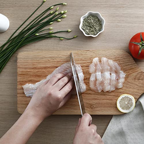 hecef 7 inch Santoku knife High Carbon Stainless Steel Japanese Chef Knife with Hammered Hollow Handle, Ultra Sharp Asian Chopping Kitchen Knife for Meat & Fish & Vegetable & Fruit