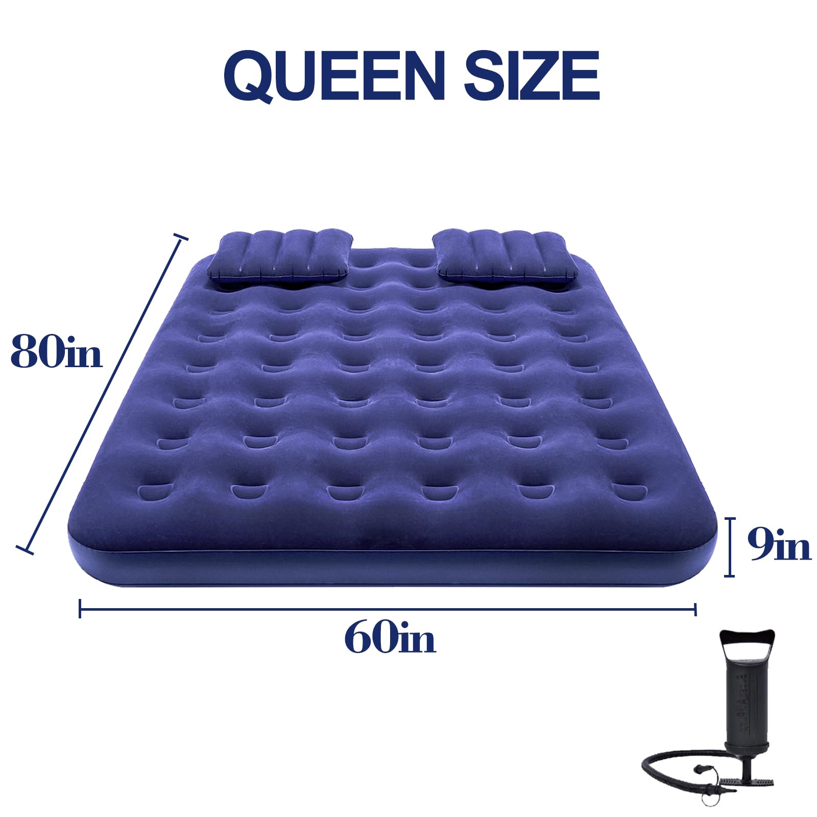 DIMAR GARDEN Queen Size Camping Air Mattress Inflatable Bed with Pillow,Include Pump