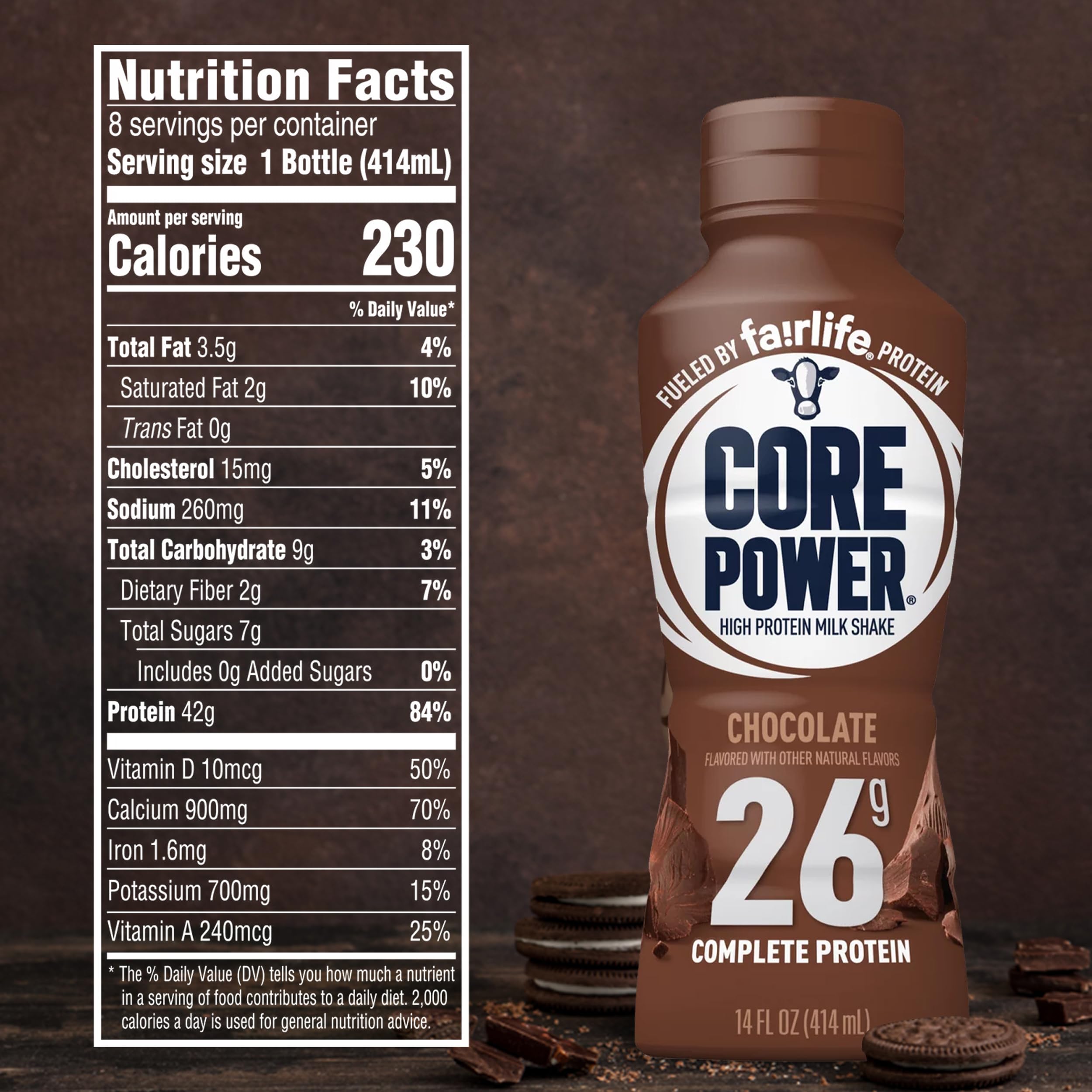 Core Power Elite Failrlife High Protein Shakes (26 Grams) 14 Oz. in The Award Box Packaging (Chocolate, 6 Pack)