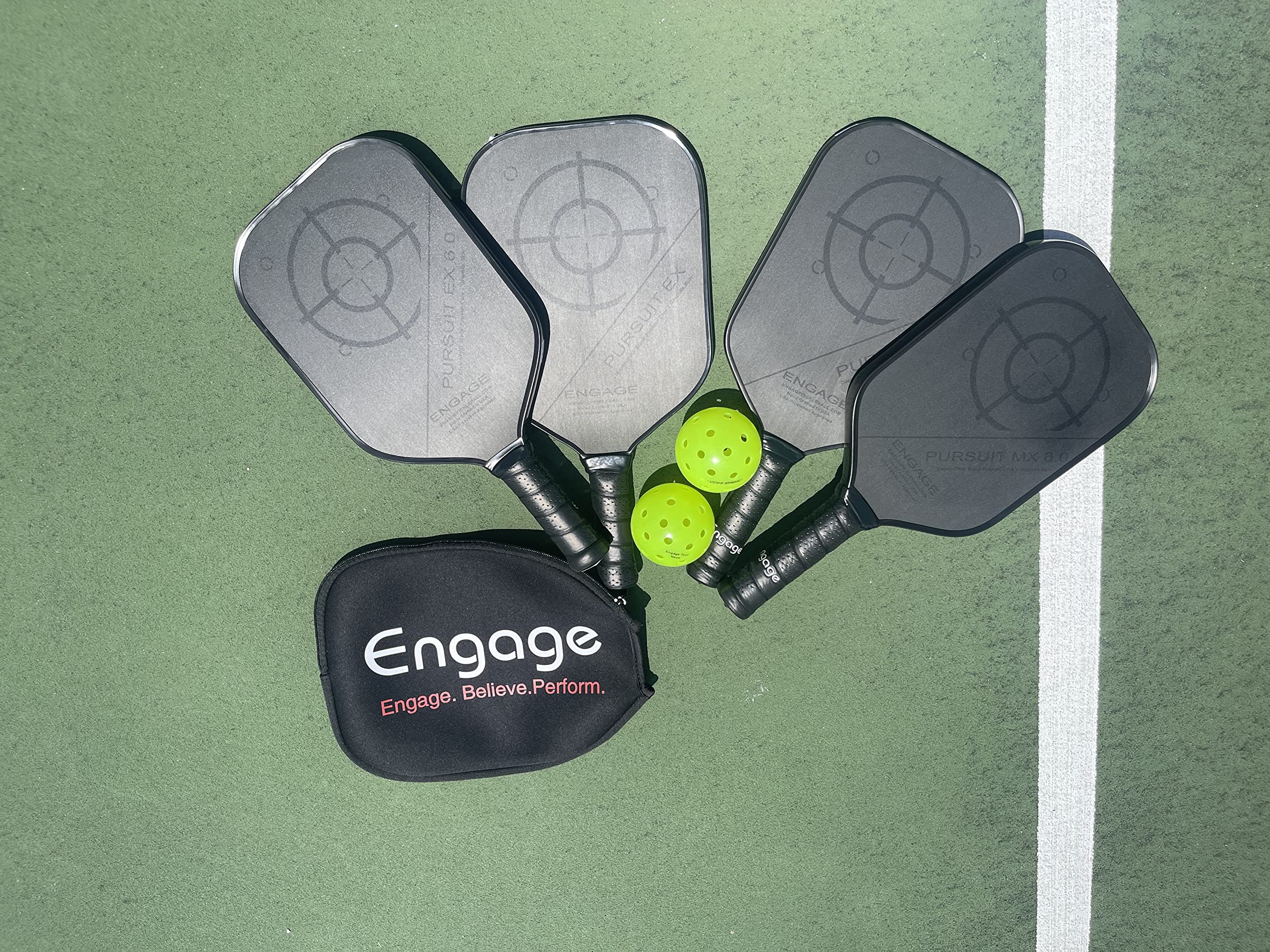 Engage Pursuit EX Graphite Pickleball Paddle β Rough Texture for Long Lasting Spin β Responsive Core for Control and Feel β Standard Grip, Standard Weight (7.9-8.3 oz) - USAP Approved