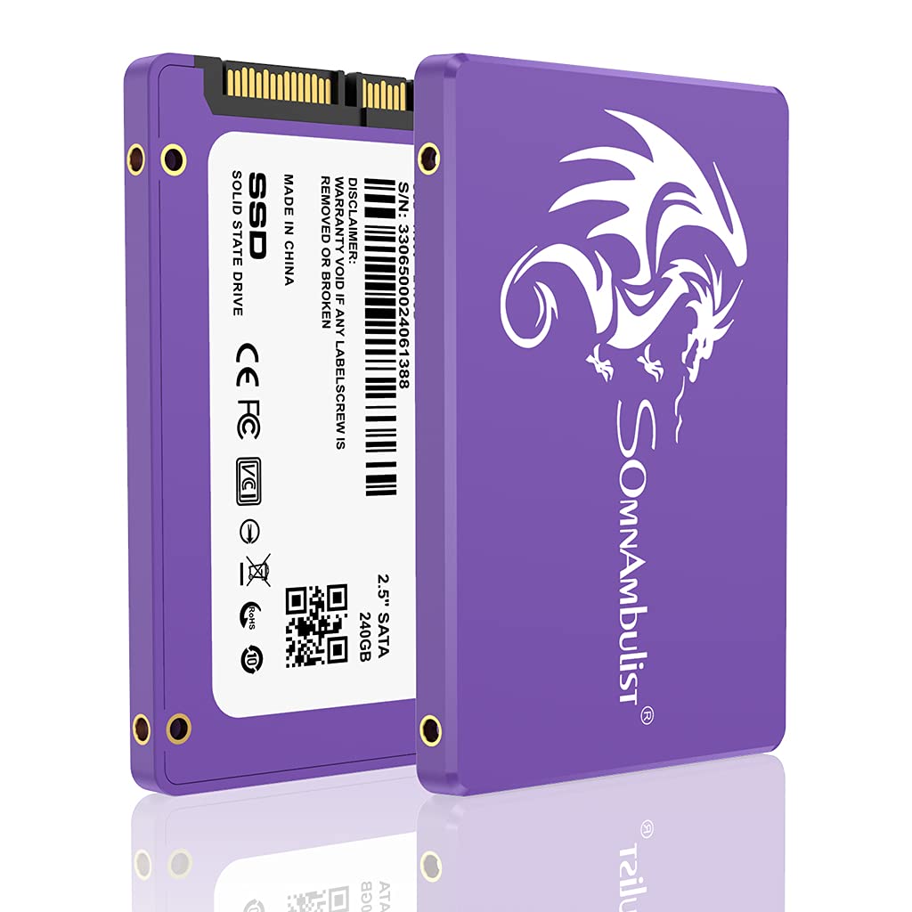 Somnambulist Internal Hard Drive SSD 60GB 120GB 240GB 960GB 2TB SATA3 2.5 inch SSD 480GB SSD (Purple Dragon 240GB)