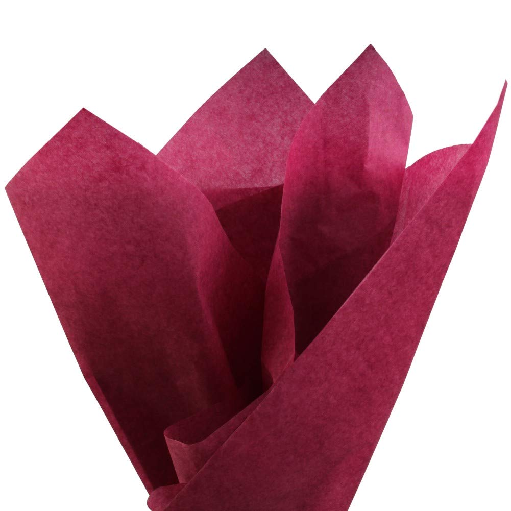 PMLAND 100 Sheets Burgundy Wine Color Tissue Wrapping Paper Bulk 20 x 15 Inches for Gift Favor Bags Boxes Flowers Packaging Crafts DIY Art Projects and Party Decorations