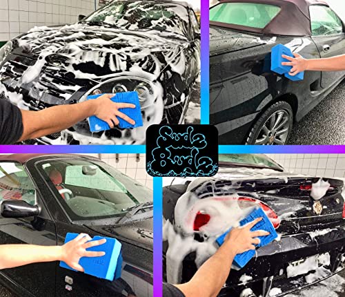 Sudz Budz Premium Jumbo Foam Grid Car Wash Sponge 1pc | Anti-Marring Sponge for Soap and Rinseless Washing | Cross-Cut, Easy Grip, Large Sponge | Durable, Soft, Scratch-Free Car Cleaning and Detailing