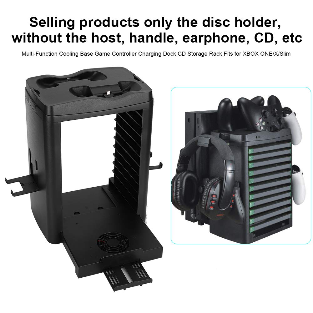 Game Controller Charger Station, Cooling Base, CD Storage Rack, Games Disc Storage Tower, Dual Gamepad Charger Dock, for Xbox ONEX/Slim Host