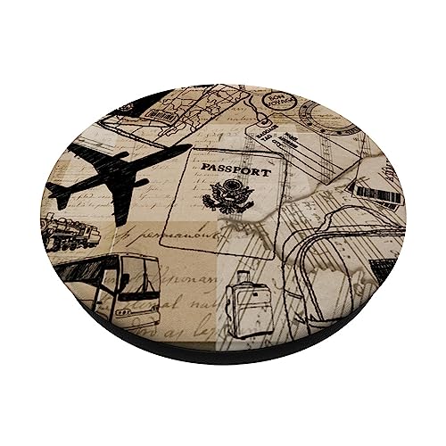 Retro Travel Plane Vintage Map Pilot Flight Attendant Gift PopSockets Swappable PopGrip