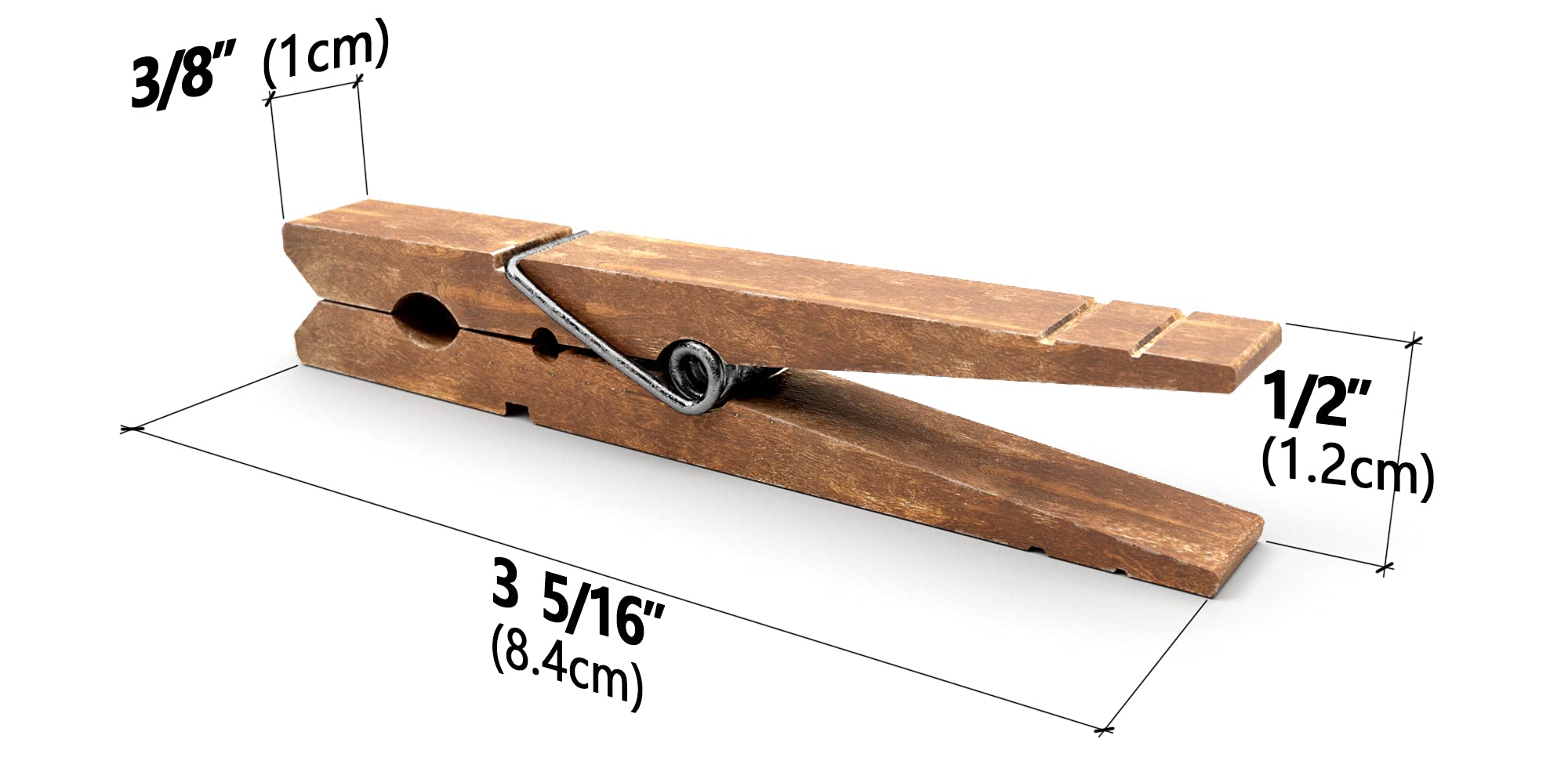 LWR CRAFTS Wooden Large Clothespins 3-5/16" 8.4cm 30 Pieces Per Pack (Jacobean)