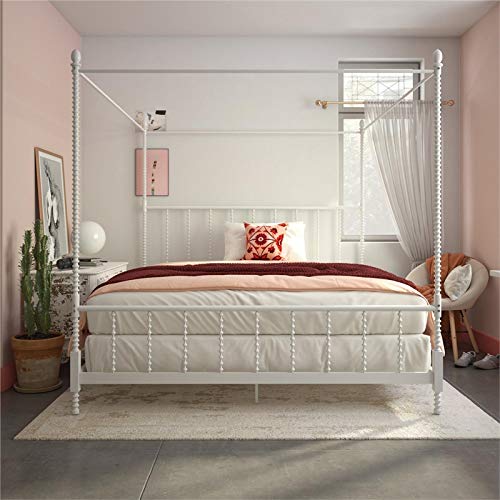 DHP Emerson Metal Canopy Bed in King Size Frame in White