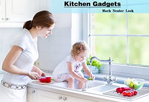 Zeanoch Dish Drying Rack Over The Sink Sink Drying Rack, Adjustable Length, Rolled Up ,Foldable,Saves Space, Fits Most Sinks, Stainless Steel Mat ,Also Great to Use with Kitchen Sink Mats (Black)