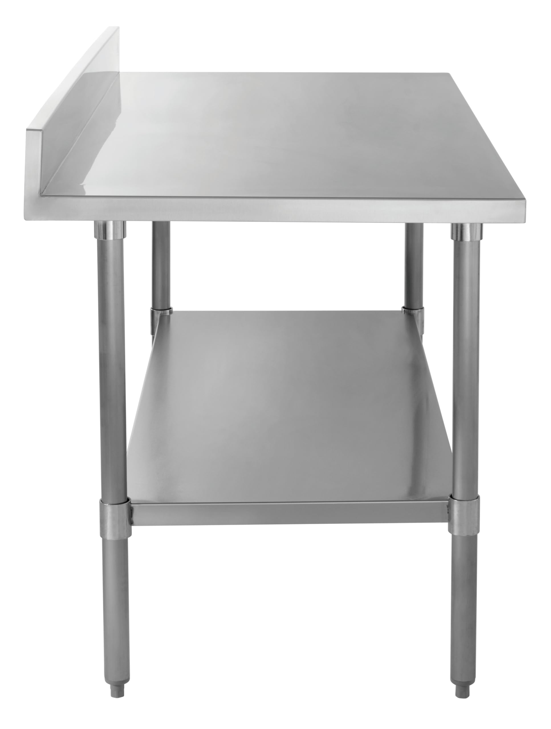 Kratos Commercial Worktable, All-Stainless Steel Kitchen Prep Table with Undershelf and Backsplash, 48"Dx30"W, NSF, 16ga/304SS (28W-314)