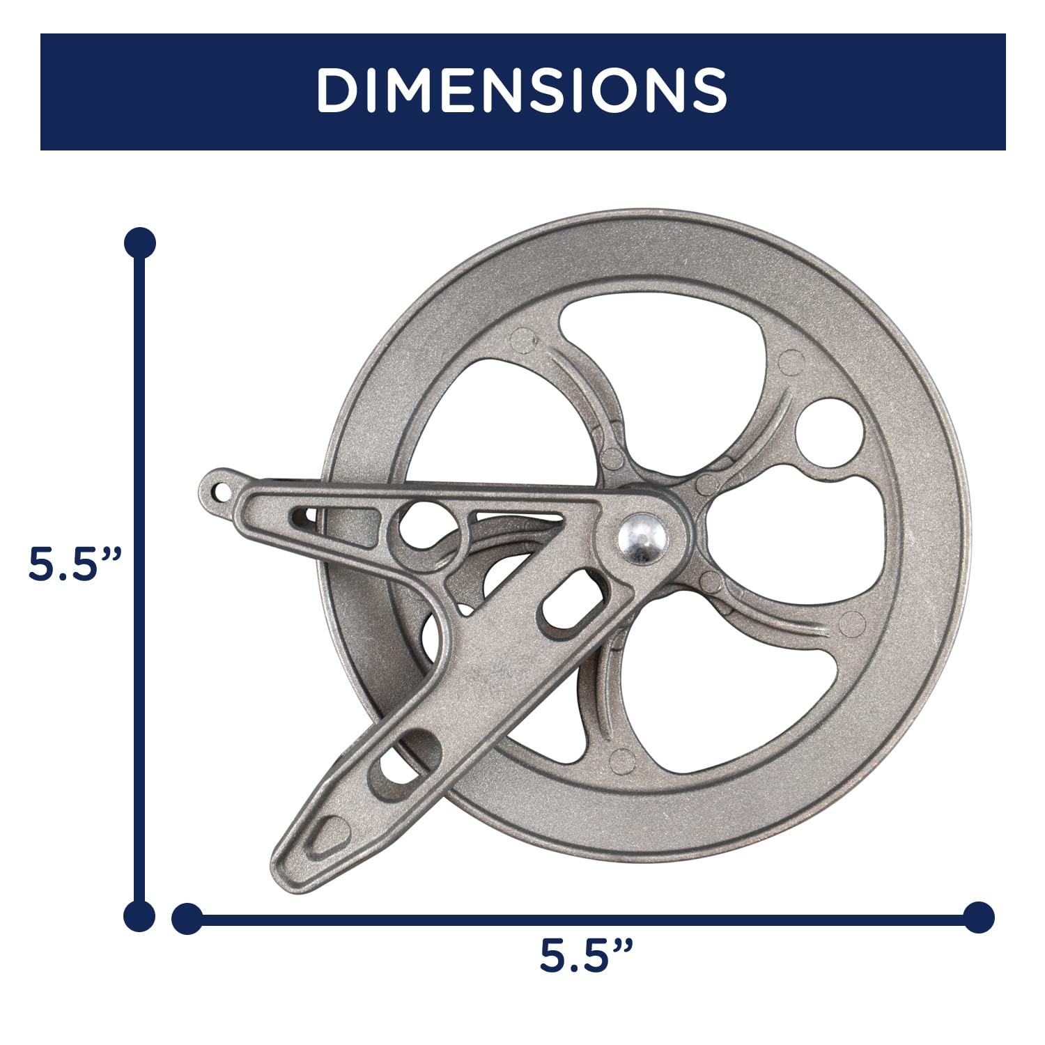 Strata Ball Bearing Style Clothesline Pulley - 5.5'' Heavy Duty Metal, Rustproof Silver for Outdoor Laundry Drying, Clothes Line Pulley for Clothes, Coats, Blankets, and More