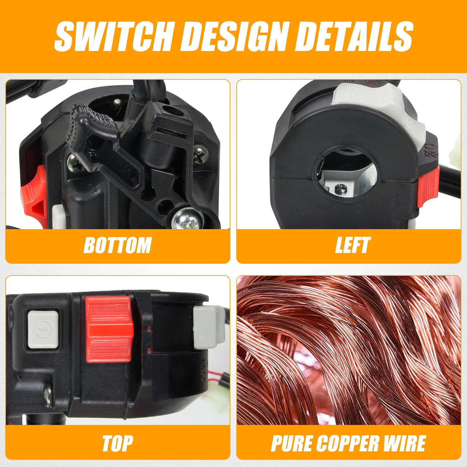 Engine Switch Left Handlebar Headlight Switch Compatible with Yamaha YFM Grizzly 350 400 660 Big Bear 250 400 Bruin 250 350 Kodiak 400 450 Raptor 350 660 Wolverine 350 450 Replace 5LP-83973-01-00