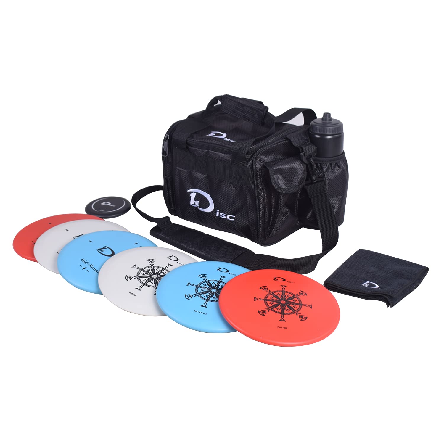 Disc Golf Starter Set-2 PCS Putter, 2 PCS Mid-Range, 2 PCS Driver, 1 Mini disc,1 Towel with Bag