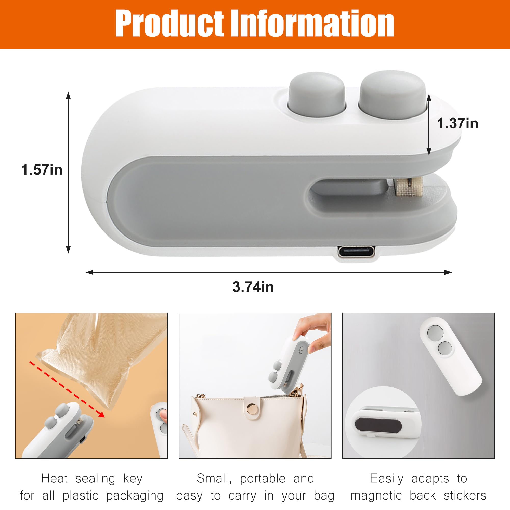 Mini Shred Bag Sealer, 2 in 1 Heat Sealer with Cutter, Portable Resealer Machine,Plastic Heat Seal Vacuum Sealer Kitchen Gadget for Mylar/Food Storage Bags (White 1-pack)